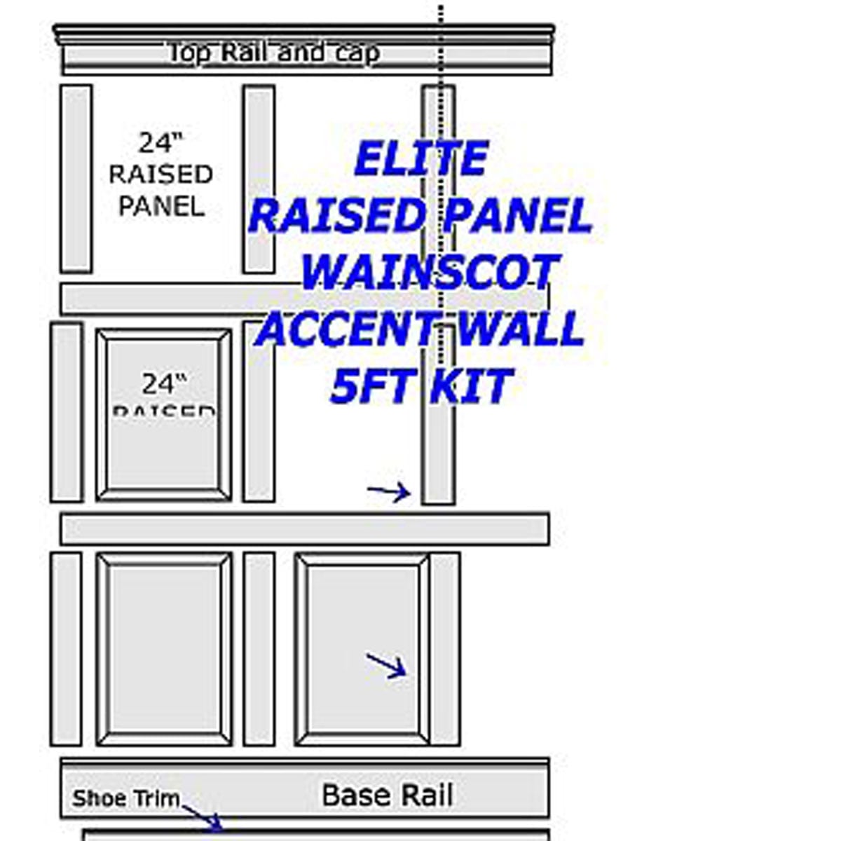 Elite Trimworks Corp. RPW-A-5-PG Raised Paneled Full Wall Kit 5ft in ...